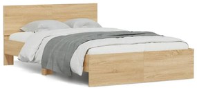 Rám postele s čelem a LED osvětlením dub sonoma 120 x 190 cm 3207639