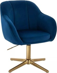 LuxuryForm DESIGN Otočná židle AVOLA VELUR na zlatém kříži - modrá