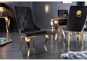 Massive home | 2SET židle MODERN BAROCCO GOLD S RUKOJETÍ černá samet