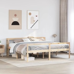 Postel s čelem pro seniory 200 x 200 cm masivní borovice 3305873