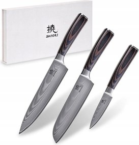 Shiori 3-Set Chairo Shōto Santoku Sifu sada tří nožů