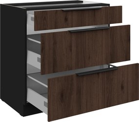 Spodní skříňka, ořech okapi/černá, MENZO 80 D 3S BB