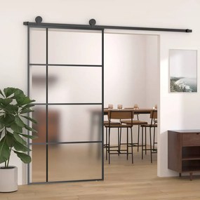 Posuvné dveře mléčné ESG sklo a hliník 102,5 x 205 cm černé 151687