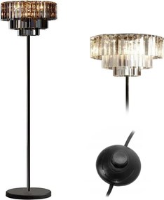 Toolight, podlahová křišťálová lampa 3xE14 APP925-3F, černá, OSW-01042