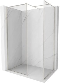Mexen Kioto-F sprchová stěna Walk-in s rámem 130 x 115 cm, transparentní 8 mm, kartáčovaný nikl - 800-130-202-04-97-115