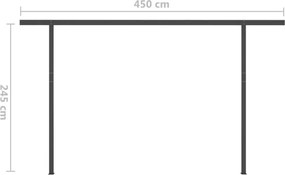 vidaXL Ručně zatahovací markýza se sloupky 5 x 3 m [3070176] Barva: antracitová