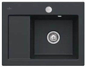 Villeroy & Boch Subway 45 - Keramický dřez 65x51 cm, excentrické ovládání, CeramicPlus, Ebony 331302S5