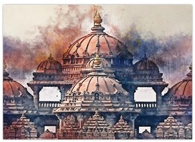 Skleněný obraz - Akshardham, Nové Dilií, Indie (70x50 cm)