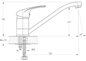 AQUALINE 40 stojánková dřezová baterie, chrom 52133