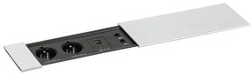 Stůl INVITATION 2000 x 1000 x 740, grafit + 2x stolní zásuvka TYP IV, stříbrná
