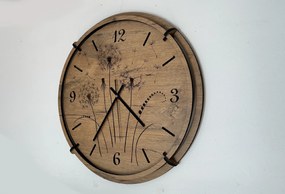 Li-Go "Pampeliška" Dřevěné hodiny 32/50 cm Provedení rámu, povrchu: dub světlý, rozměr obrazu: 32 cm