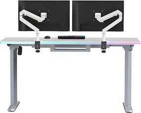 ULTRADESK QUEST šedá-bílá / Herní stůl / 140 × 70 cm / elektricky nast
