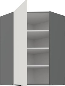 ARIA aw | horní kuchyňská skříňka 60x60 GN-90 1F (45°) rohová s policemi | 60x60 cm | VYSOKÁ | antracit/bílá