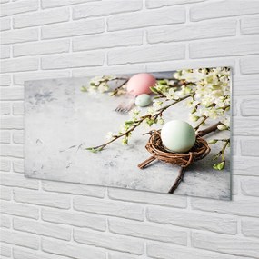 akrylový obraz květiny vejce 100x50 cm