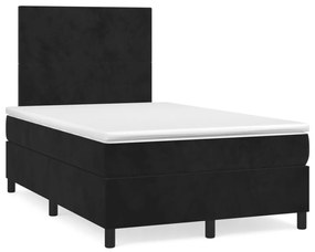 Box spring postel s matrací a LED černá 120 x 190 cm samet