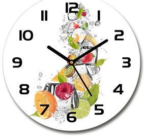 Wallmuralia Skleněné hodiny na stěnu Ovoce s ledem fi 30 cm