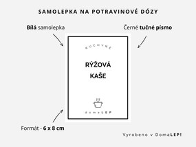 RÝŽOVÁ KAŠE - omyvatelná samolepka na dózu, výběr rozměrů Ø 5 cm / 5 x 5 cm / 6 x 8 cm | DomaLEP tvar: KOLEČKO, barva: BÍLÁ - ČERNÉ písmo, velikost: Ø 5 cm - tučné písmo