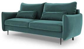Sametová rozkládací/s úložným prostorem pohovka v petrolejové barvě 222 cm Vermont - II. jakost – Cosmopolitan Design