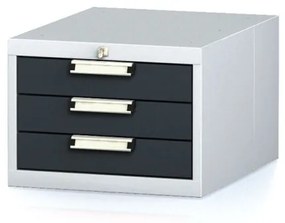 Alfa 3 Závěsný dílenský box na nářadí k pracovním stolům MECHANIC, 3 zásuvky, 480 x 600 x 351 mm, antracitové dveře