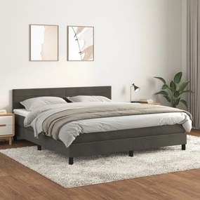 Box spring postel s matrací tmavě šedá 160x200 cm samet 3141372
