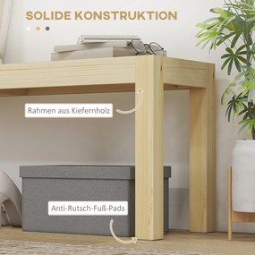 HOMCOM 2místná dřevěná lavice venkovského stylu, kuchyňská lavice do obývacího pokoje, do 240 kg, borovicové dřevo, přírodní, 120x33x45cm| Aosom