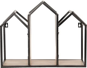 Nástěnná kovová polička House - 46*14*36 cm