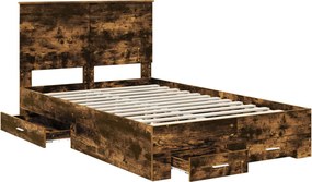 Rám postele s čelo Kouřový dub 120 x 200 cm Kompozitní dřevo 3409680