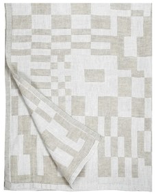 Lněný ručník Koodi, len-bílý, Rozměry  95x180 cm