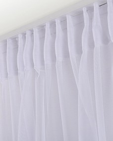 Záclona voálová jednoduchá s řasící páskou barva bílá látka poloprůhledná, pletený vzor, vzorované