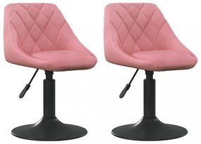 Otočná jídelní židle 2 ks samet / kov Dekorhome Růžová