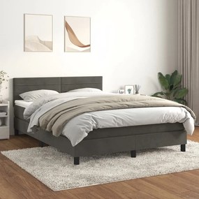 Box spring postel s matrací tmavě šedý 140 x 190 cm samet,  3141360