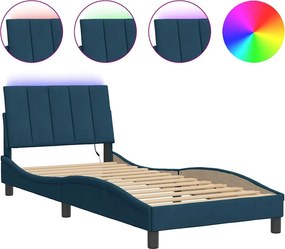 Rám postele s LED osvětlením bez matrace Hanko modrý 80 x 200 cm samet 3213749