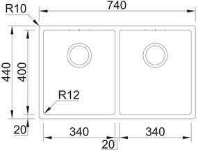 Nerezový dřez Sinks BOX 740 DUO RO 1,0mm