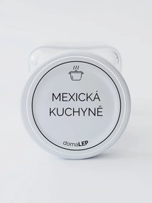 Samolepka na kořenky MEXICKÁ KUCHYNĚ průhledná 5 cm základní písmo