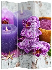 Paraván - Orchideje a svíčky (126x170 cm)