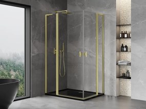 Mexen Mist L Duo, 2-křídlý ​​sprchový kout 120 x 110 cm, čiré sklo, zlatá matná, 8A4L-120-110-55-00