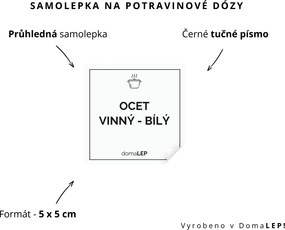 OCET VINNÝ BÍLÝ - omyvatelná samolepka na dózu, výběr rozměrů Ø 5 cm / 5 x 5 cm / 6 x 8 cm | DomaLEP tvar: KOLEČKO, barva: PRŮHLEDNÁ - ČERNÉ písmo, velikost: Ø 5 cm - tučné písmo