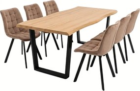 Vikio Jídelní set pro 6 osob 180x90 cm dub noha U béžová židle VJS158-6BE-S