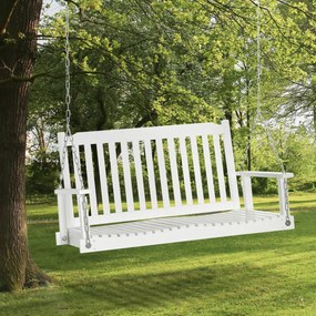Zahradní houpačka Outsunny Houpací lavice pro 2 osoby z masivního dřeva, ideální na terasu a zahradu, bílá, 117x69x60cm | Aosom.de