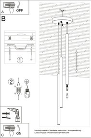 Sollux Lighting Závěsné svítidlo PASTELO 3P bordó