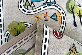 BE Dětský koberec Smart Kids 22919 BEIGE - béžový obdélníkový, autoškola Rozměr: 120x180 cm
