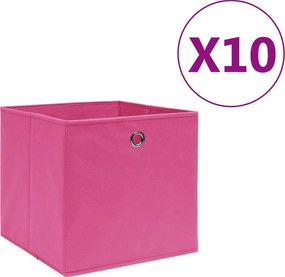 vidaXL Úložné boxy 10 ks netkaná textilie 28 x 28 x 28 cm [325218] Barva: vínová s víky