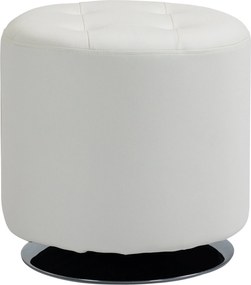 HOMCOM 360° otočný kulatý puf — sedák z PU, chromové ocelové podnoží, Ø 45,5 x V 44,5 cm, bílá | Aosom