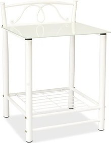 Casarredo - Komfort nábytek Kovový noční stolek ET-920 bílý kov/sklo