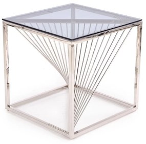 Konferenční stolek Infinity čtvercový, čirá / stříbrná