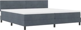 Postel s boxspringem s čelo Tmavě šedá 200 x 200 cm samet 3339195
