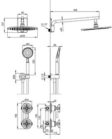 Deante Temisto, podomítková sprchová souprava s ruční a hlavovou sprchou, chromová, DEA-NAC_09QT