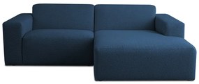 Tmavě modrá rohová pohovka z textilie bouclé (pravý roh) Roxy – Scandic