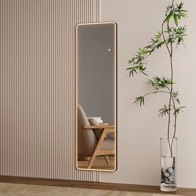 Mereo, Mereo Zrcadlo hranaté 500x1700 mm, LED osvětlení, závěsné i stojaté, černý rám, MER-CN188