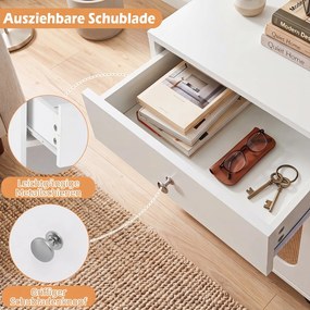 Costway Ratanový noční stolek s dvířky a zásuvkou Boho s – 40 × 30 × 91 cm